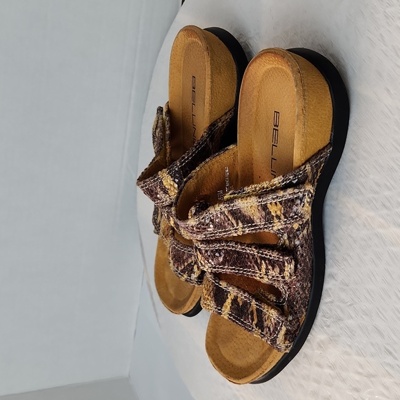 Bellini | Shoes | Bellini Flex Womens Three Stap Slide Faux Snake Skin ...